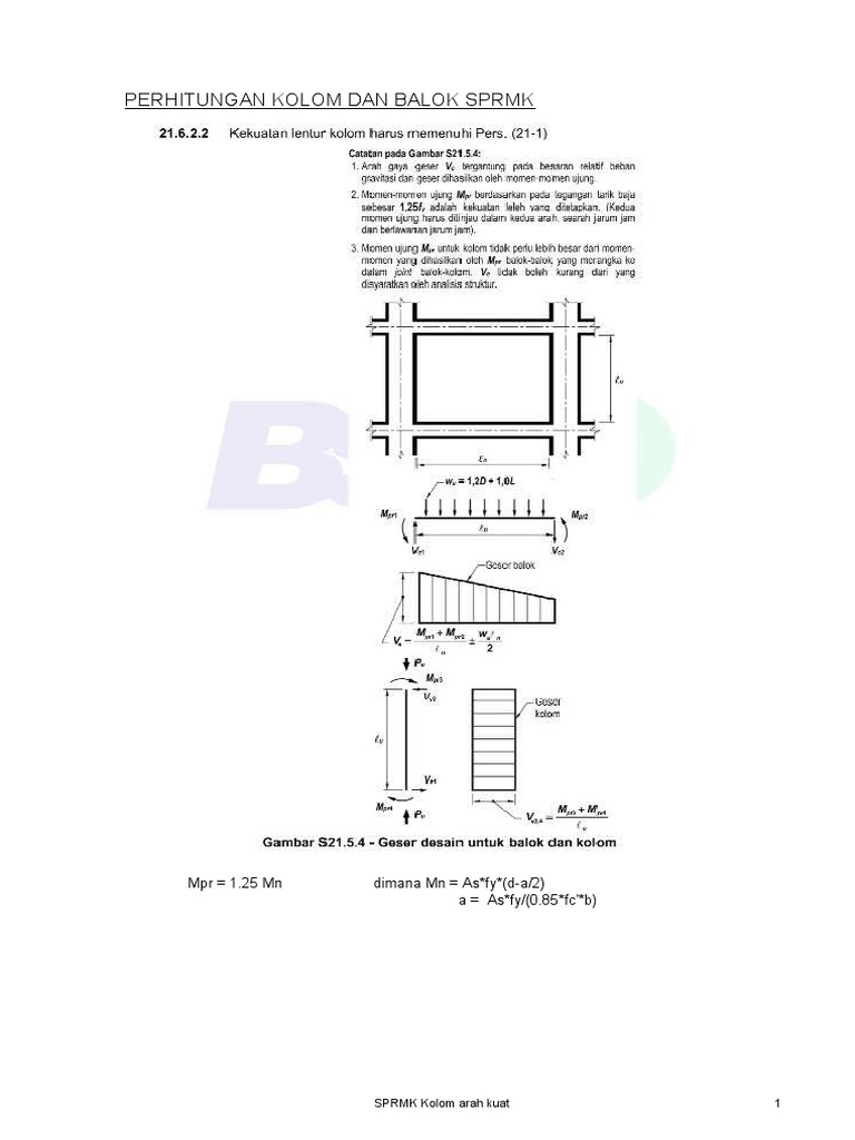 Column Dan Balok SPRMK Sni2013r2 | PDF