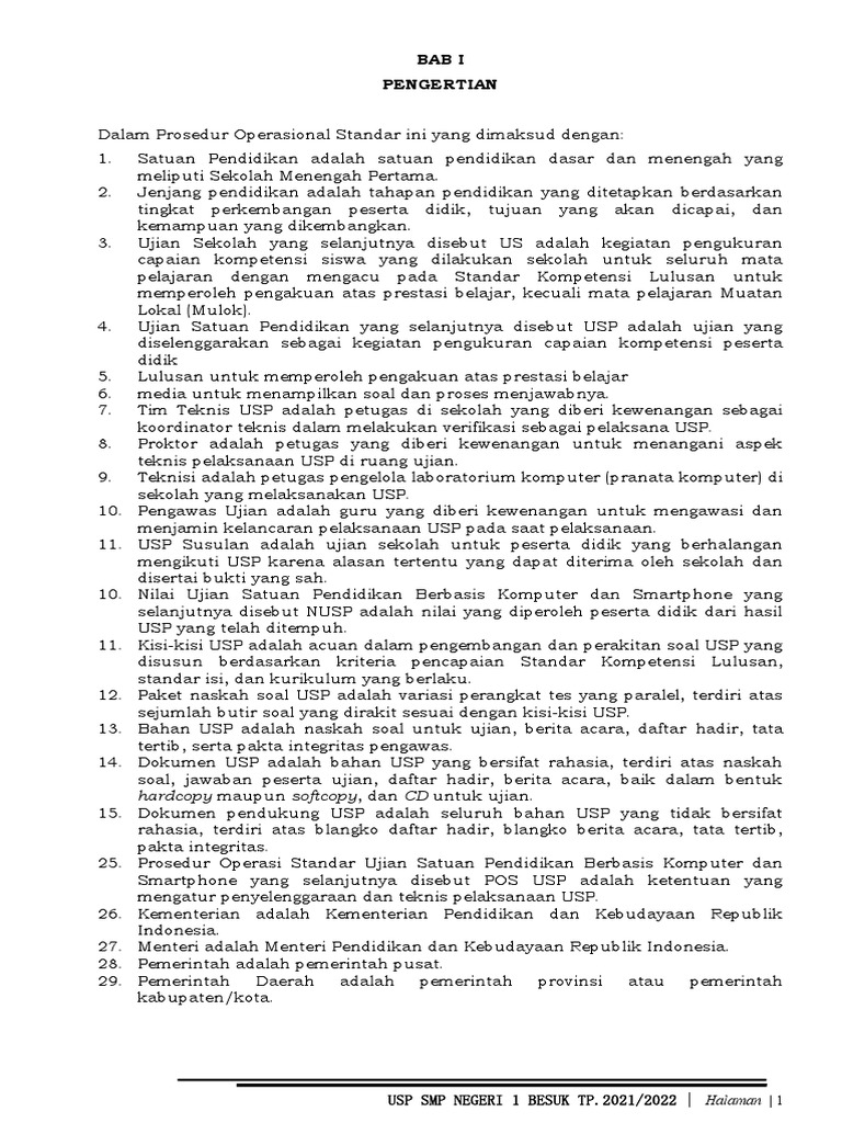 POS USP 2022 - Versi 1 (Hal 1-30) | PDF