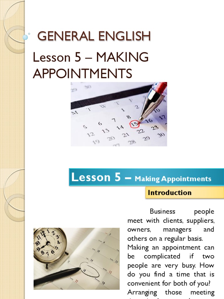 General English: Lesson 5 - Making Appointments | PDF