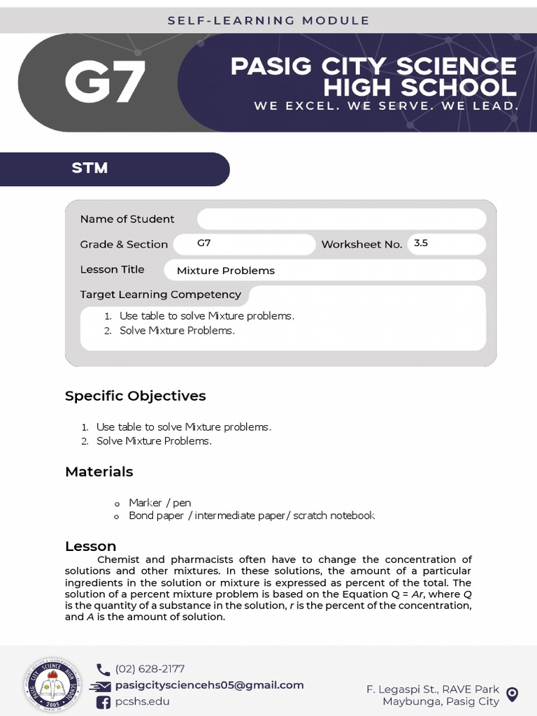 STM-1 - Slem-3.5 Mixture-Solution Problem | PDF