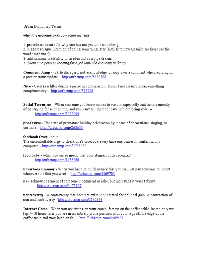 Urban Slang for Millennials | PDF