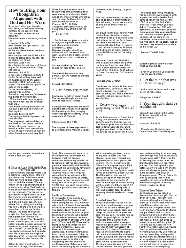 How To Bring Your Thoughts in Alignment With God and His Word | PDF ...