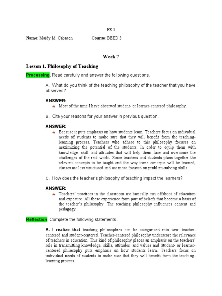 Week 7 Lesson 1 | PDF | Teachers | Behaviorism