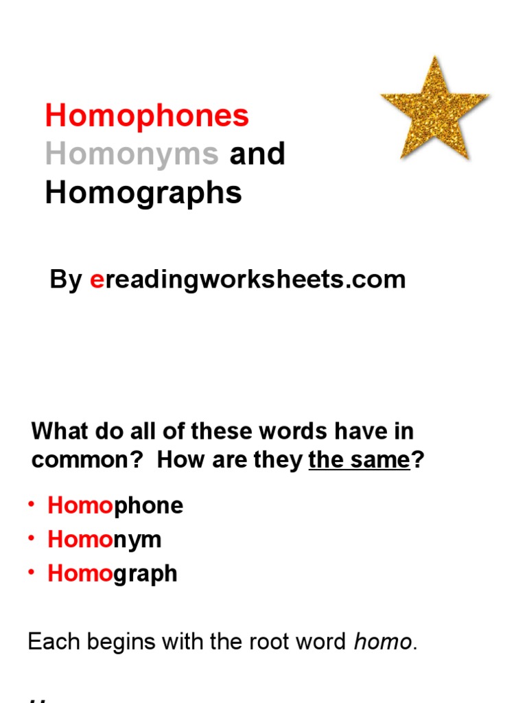 Homophones Homonyms and Homographs Lesson | PDF