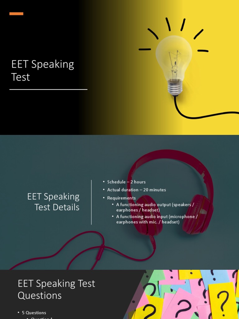 EET Speaking Test Guidelines and Tips | PDF