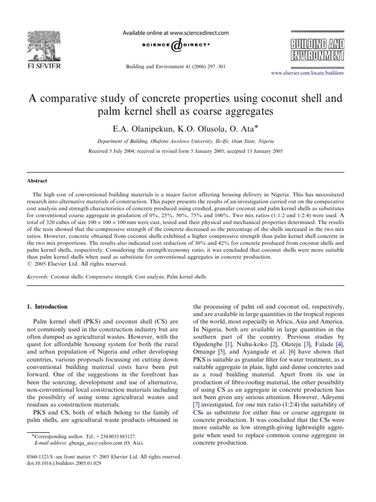 A Comparative Study of Concrete Properties Using Coconut Shell and Palm ...