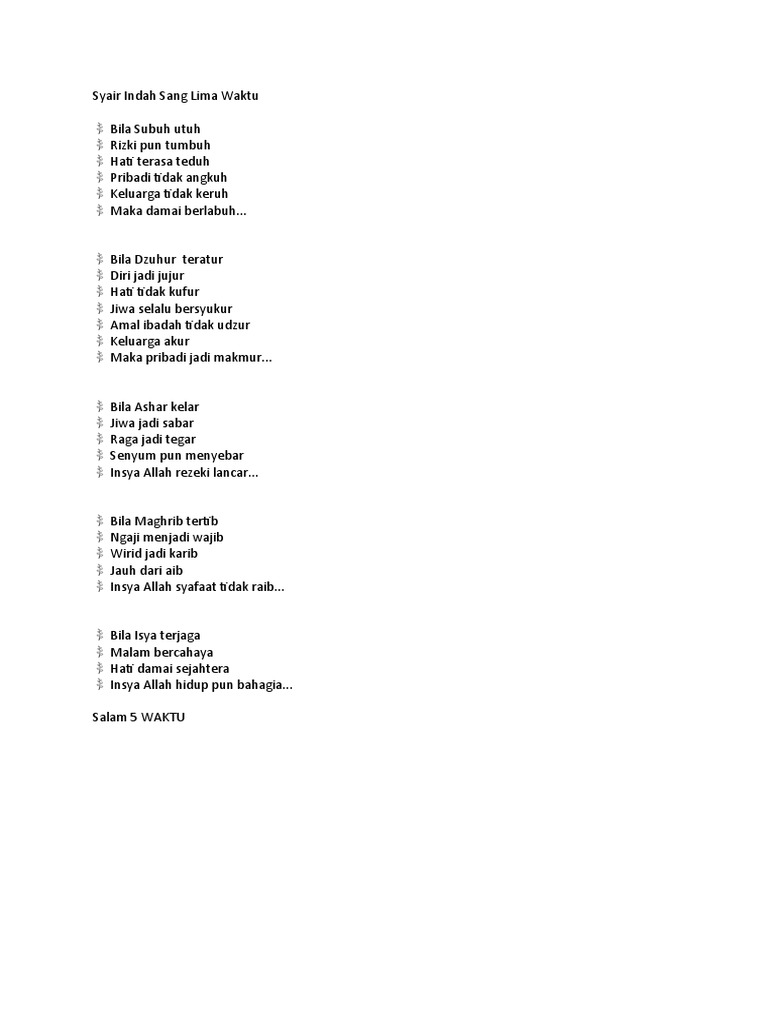 Syair Indah Sang Lima Waktu1 | PDF | Memasak, Makanan, & Anggur