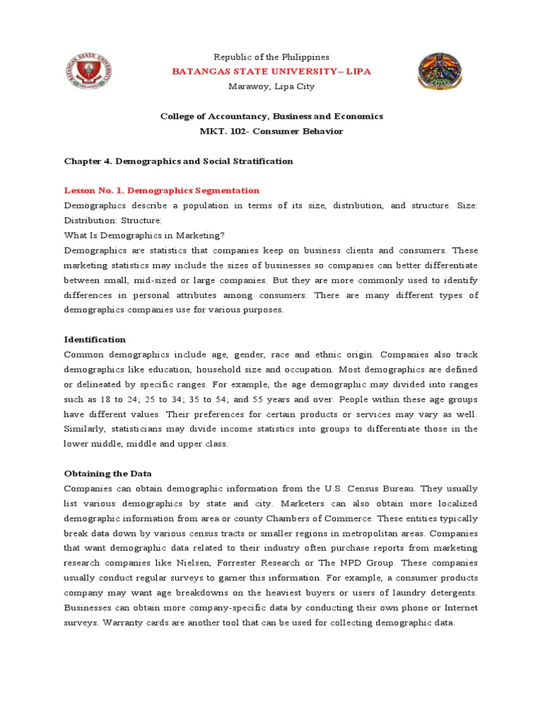 Chapter 4. Demographics and Social Stratification | PDF
