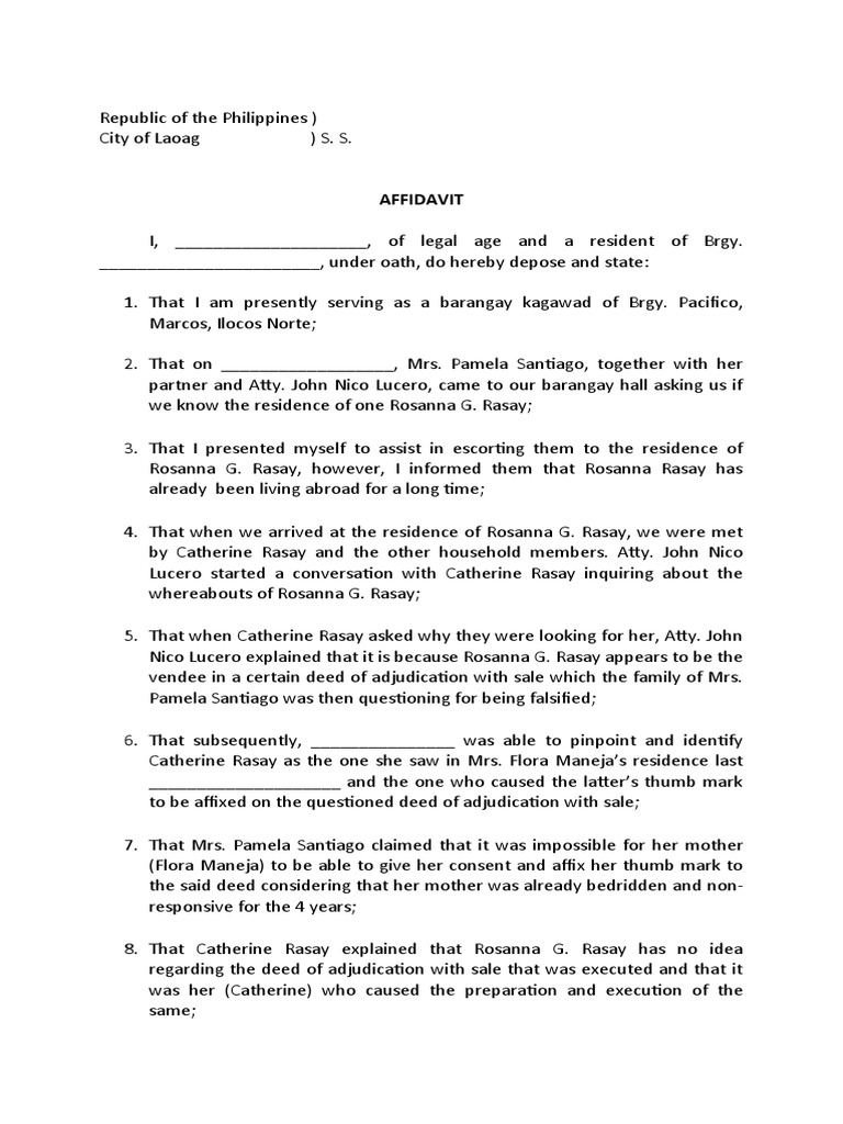 Affidavit Barangay Kagawad | PDF | Justice | Crime & Violence