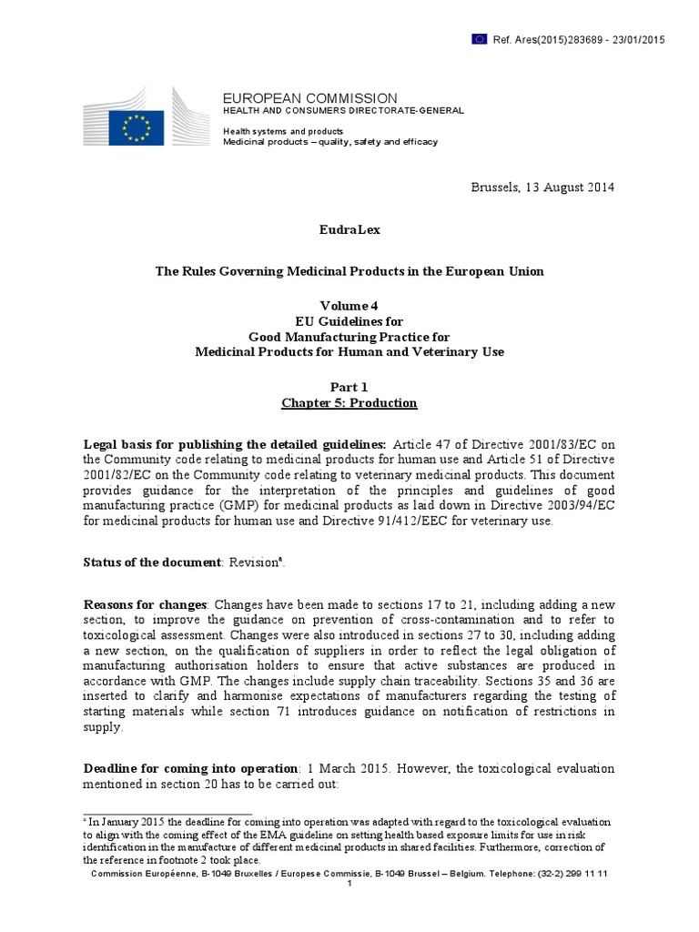 Chapter 5 - Eudralex Volume 4 | PDF | Audit | Supply Chain