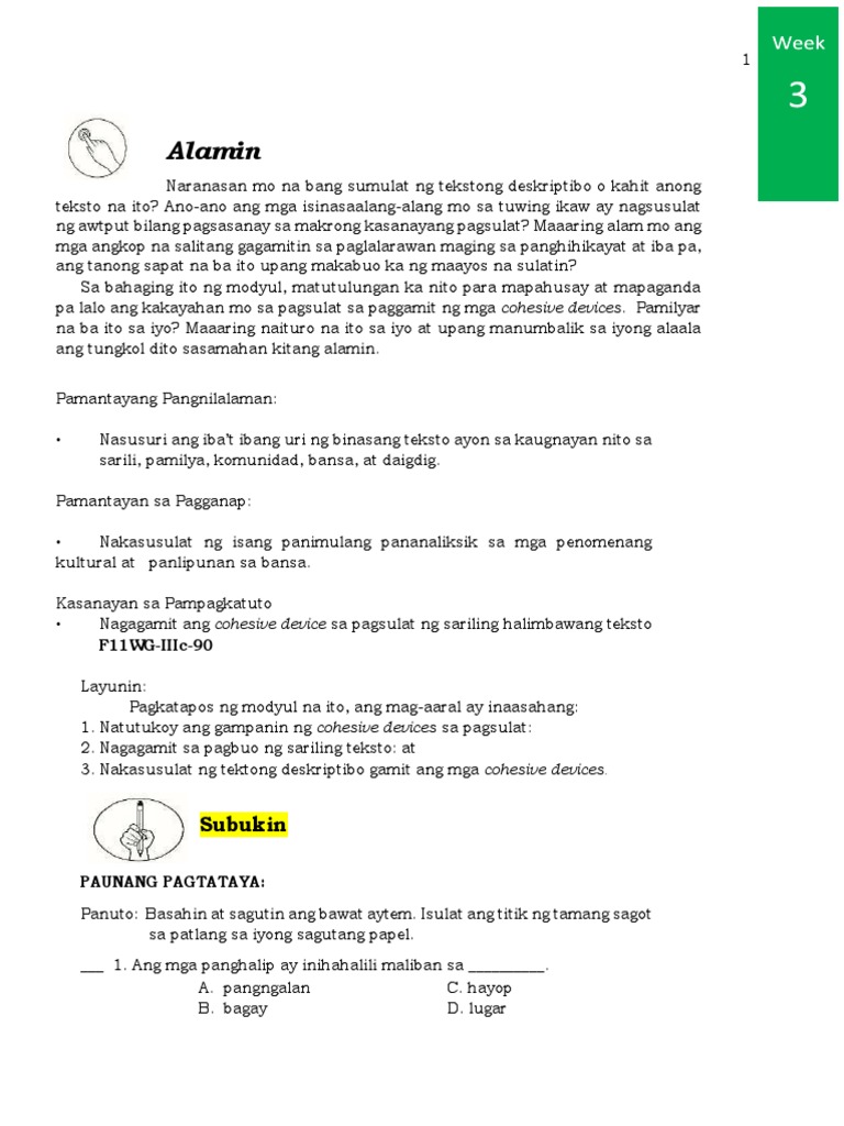 Modyul 3 Pagbasa-At-Pagsusuri | PDF
