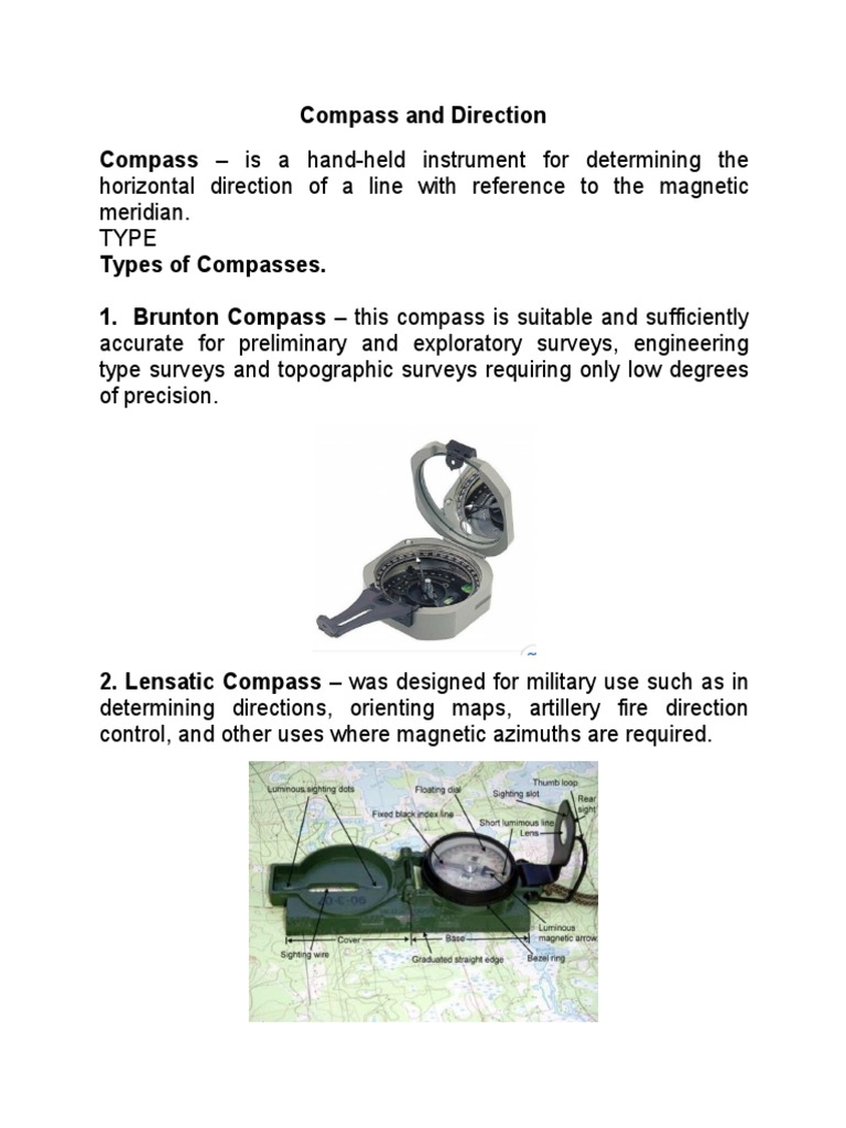 Compass and Direction | PDF | Compass | Surveying
