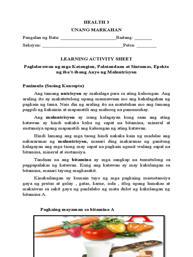 1Q Signs Symptoms Malnutrition | PDF