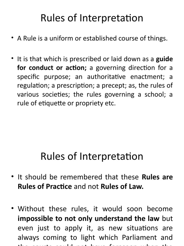 Literal Rule or Strict Rule of Interpretation | PDF | Plain Meaning ...