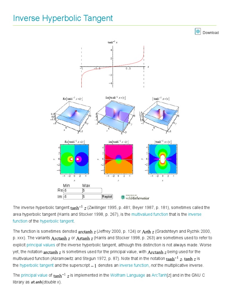 Inverse Hyperbolic Tangent | PDF | Trigonometric Functions ...