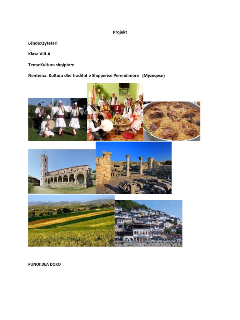 Projekt Qytetari Kultura Shqiptare (Autosaved) .Docx Myzeqeja | PDF