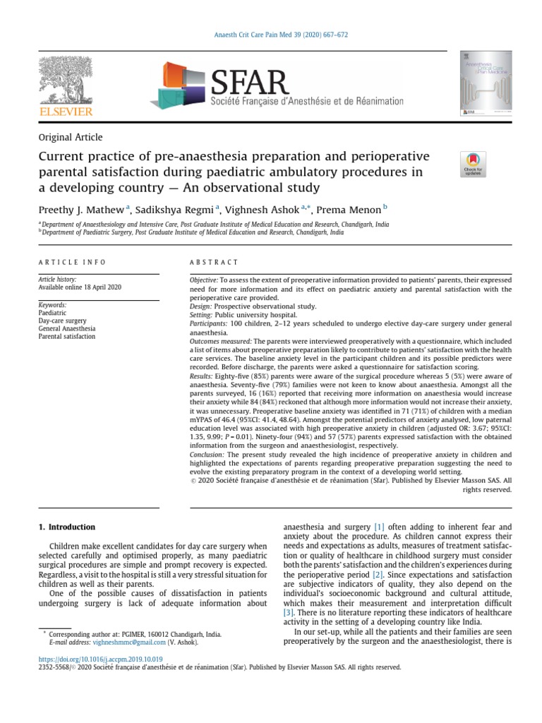 10 1016@j Accpm 2019 10 019 | PDF | Anesthesia | Surgery