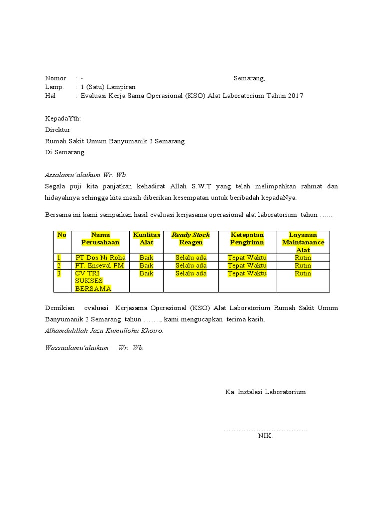 Contoh Laporan Eval Kso Lab | PDF