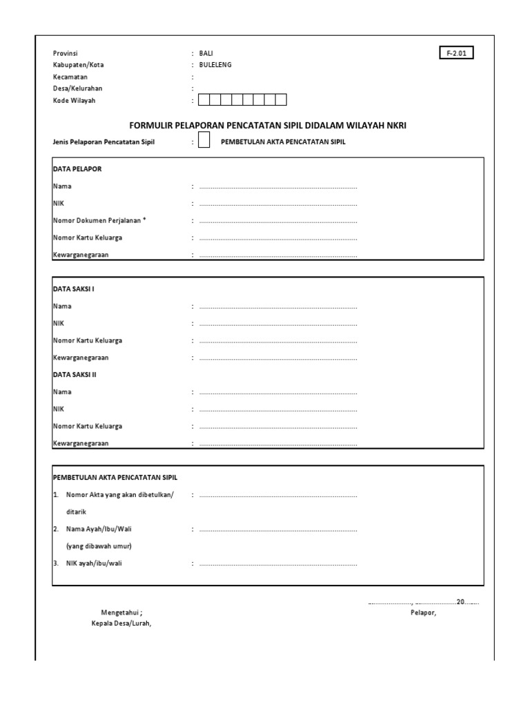 Formulir F.2.01 | PDF