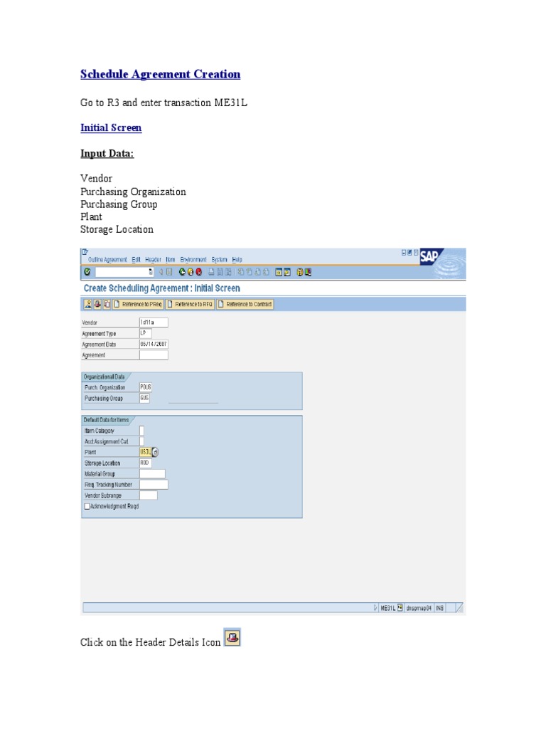Schedule Agreement Creation | PDF