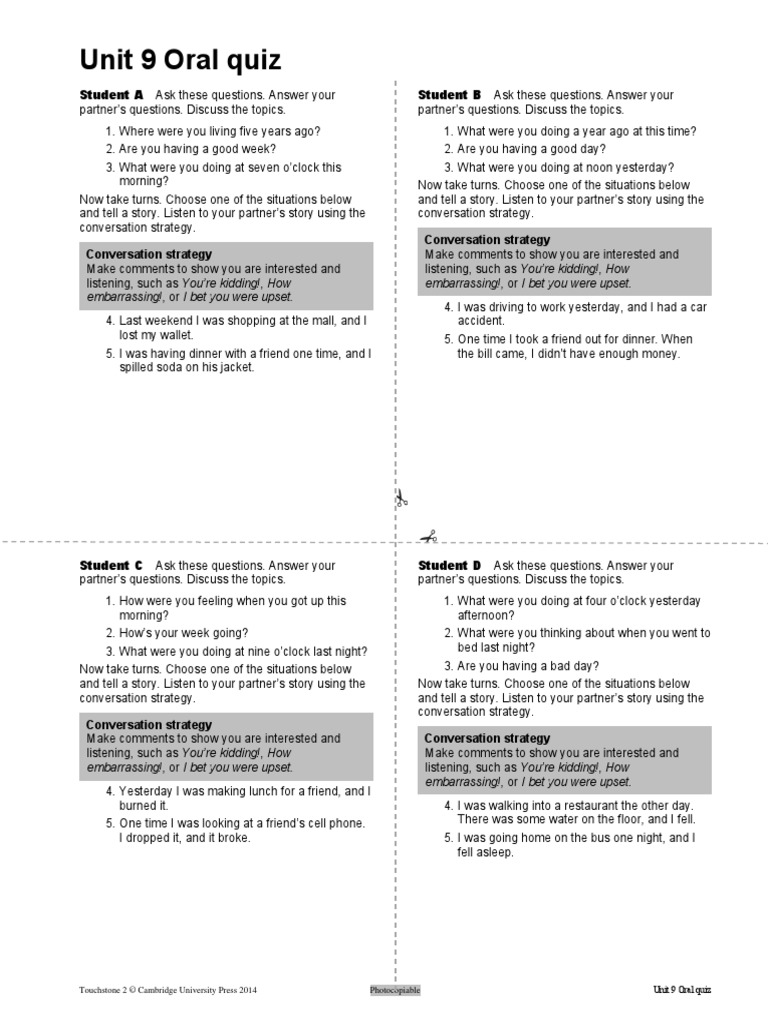 Unit 9 Oral Quiz: Conversation Strategy Conversation Strategy | PDF