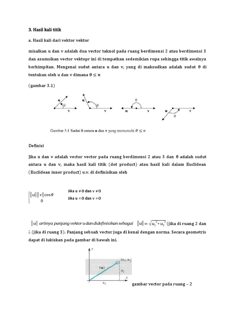 Hasil Kali Titik dan Sudut Vektor | PDF