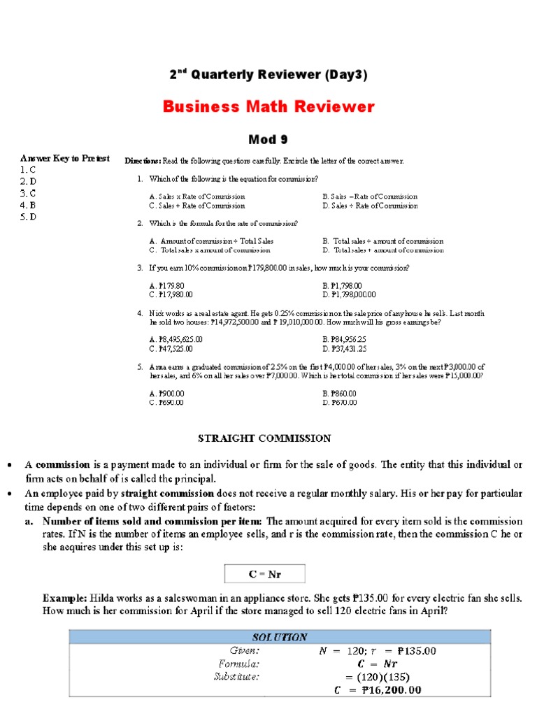 Business Math Reviewer | PDF | Art