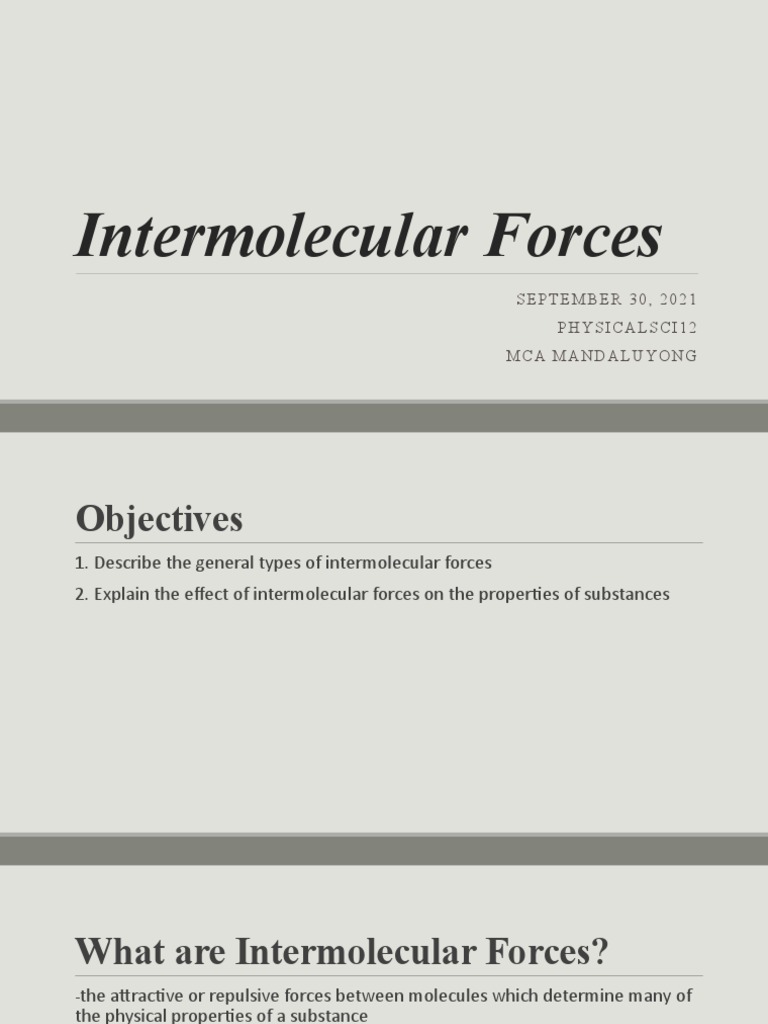 Physical Science - Intermolecular Forces | PDF | Intermolecular Force ...