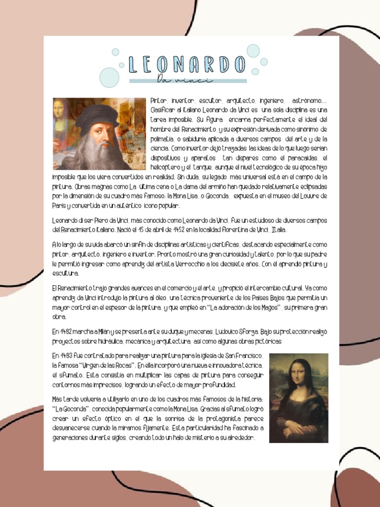 Leonardo Da Vinci, Biografía | PDF | Leonardo Da Vinci | Pinturas