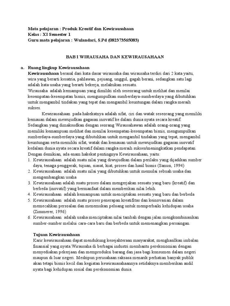 Materi Dan Tugas PKK Kelas XI | PDF