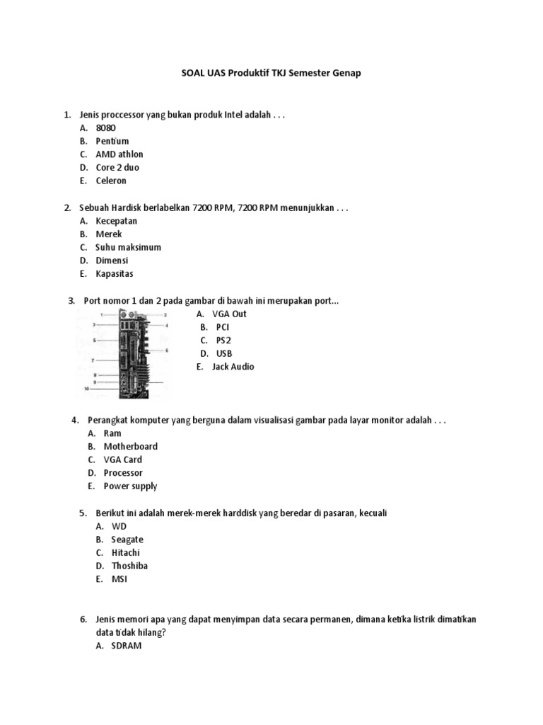 Soal UAS Produktif TKJ | PDF | Komputer