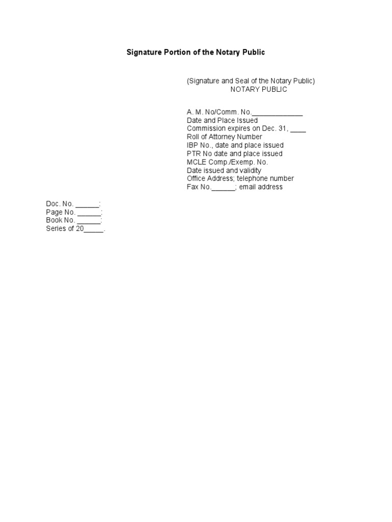 Notary Public Signature and Seal Template | PDF