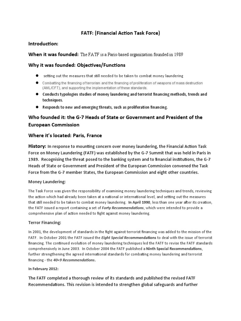 FATF - (Financial Action Task Force) | PDF