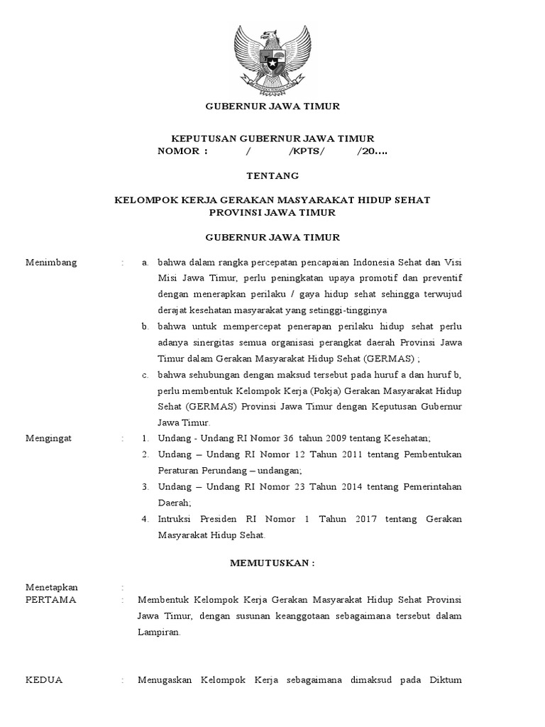 Contoh SK Pokja Germas Jatim | PDF