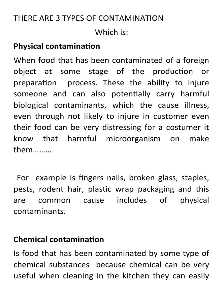 Physical Contamination | PDF | Foods | Sanitation