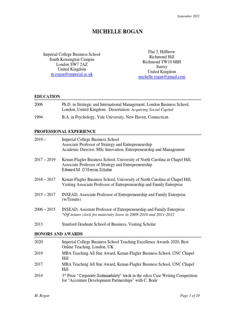 Michelle Rogan: Academic Profile & Achievements | PDF ...