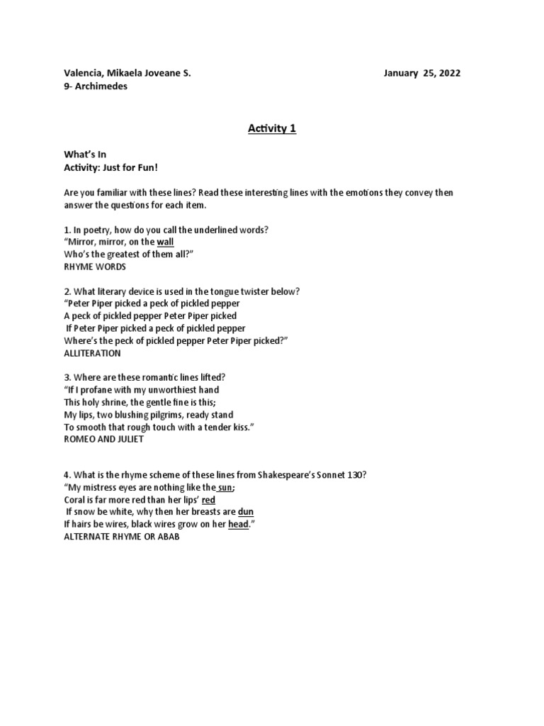 English Activity 1 Pdf