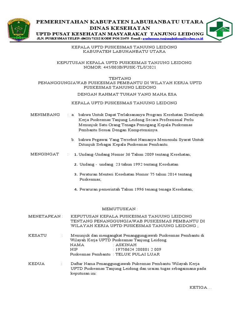 SK-Kepala-Pustu TP - Luar | PDF