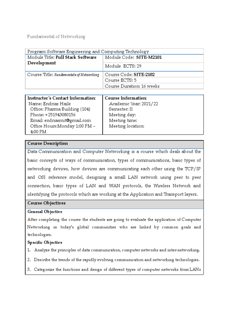Fundamental of Networking | Download Free PDF | Computer Network ...