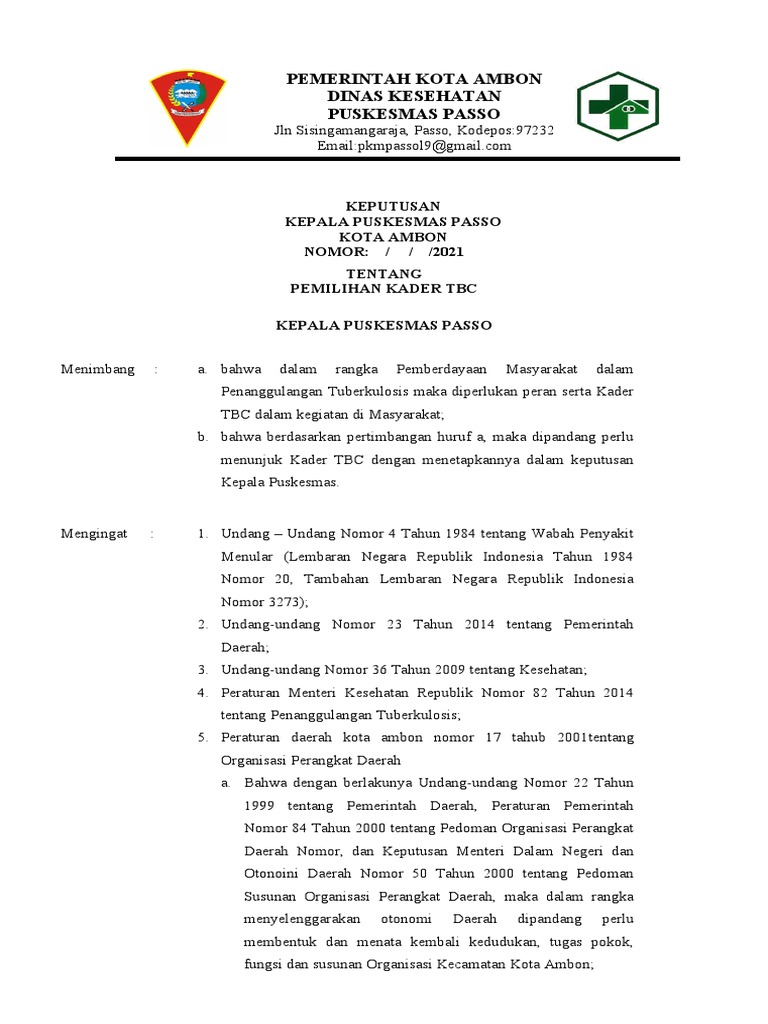 Contoh SK Kader TBC | PDF