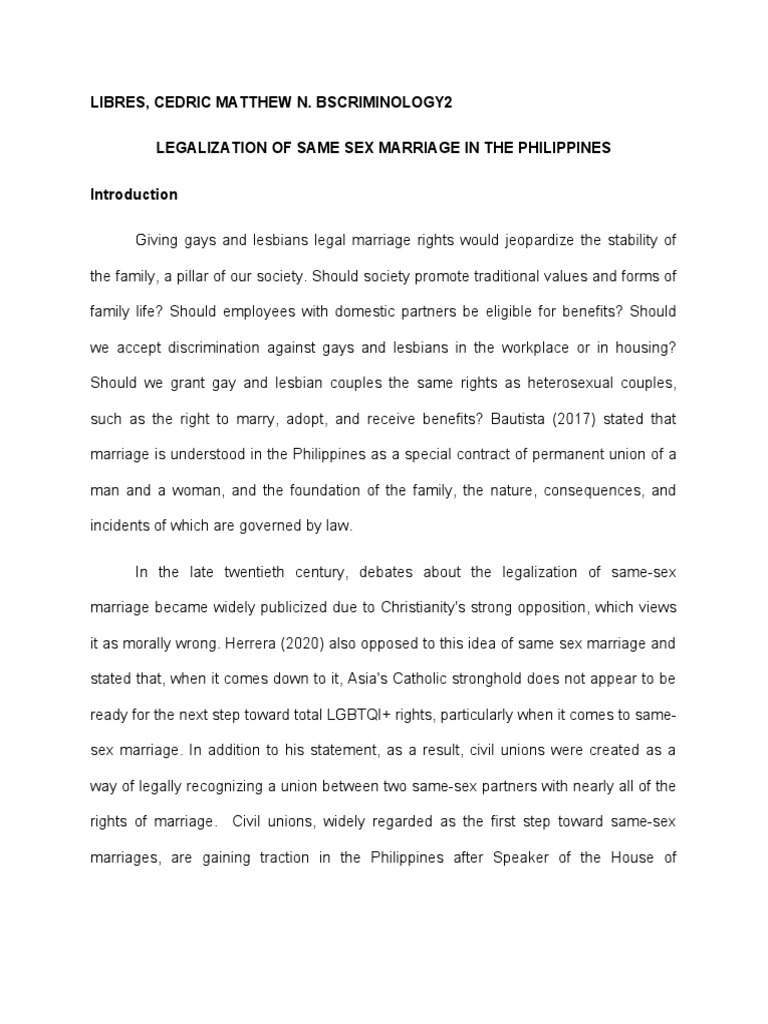 Legalization Of Same Sex Marriage In The Philippines Pdf 7055