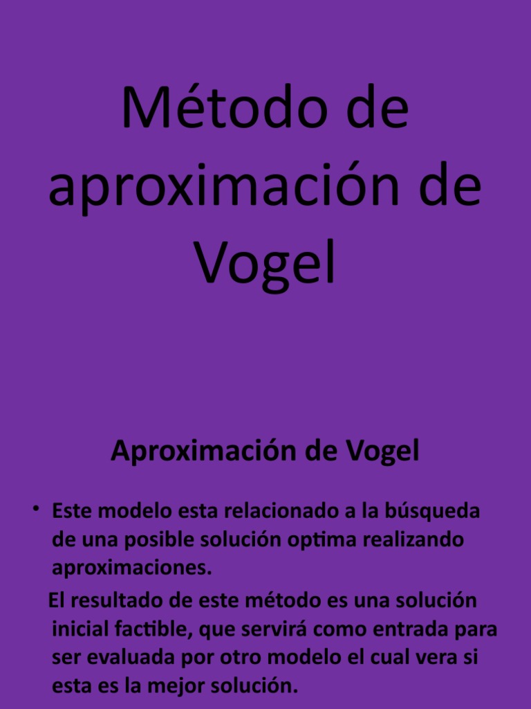 Método de Aproximación de Vogel | PDF