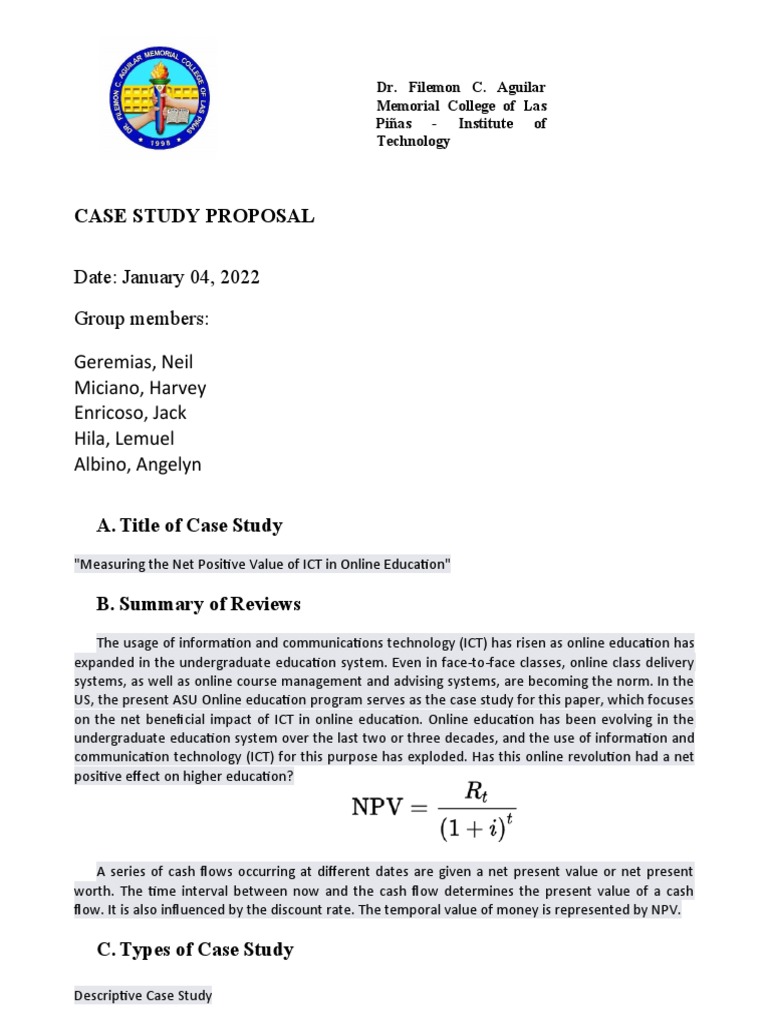 Case Study Proposal | PDF