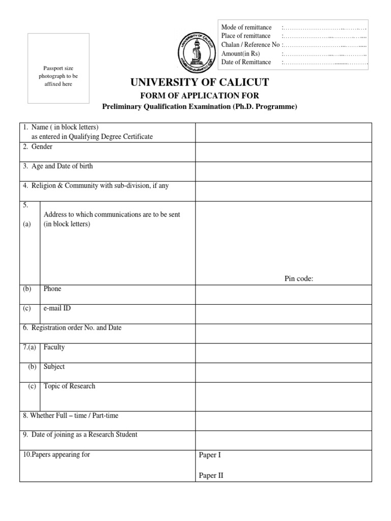 PQE-FORM | PDF | Doctor Of Philosophy | Vocational Education