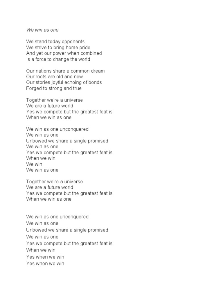 We Win As One | PDF | Cooking, Food & Wine | Religion & Spirituality