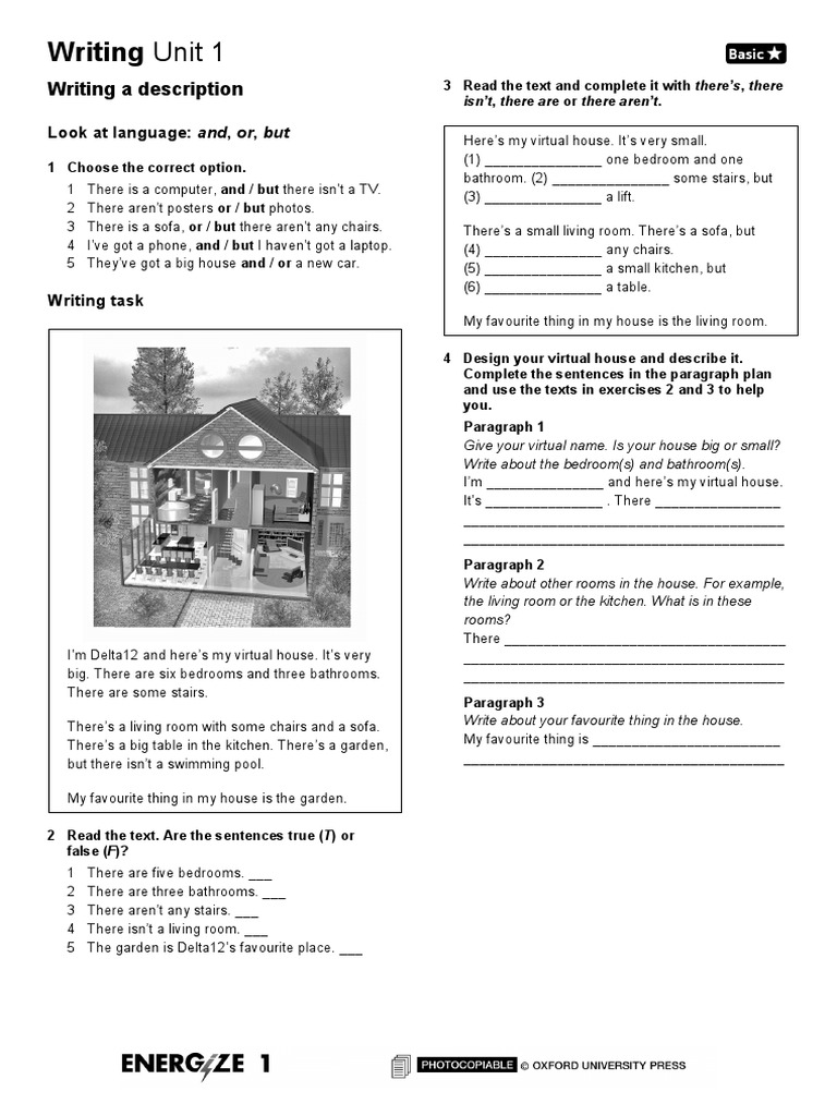 Energize1 Writing U1 Basic | PDF | Room | Home