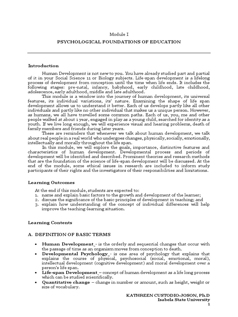 Life-Span Development Module | PDF | Developmental Psychology ...