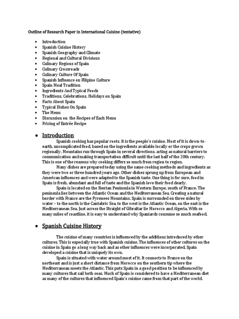 Spanish Cuisine: History and Influence | PDF | Spanish Cuisine | Lunch