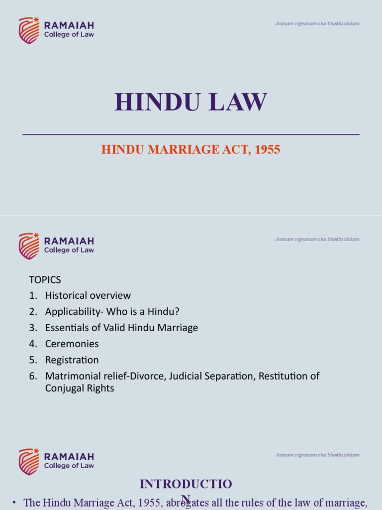 Overview of Hindu Marriage Act 1955 | PDF | Annulment | Marriage