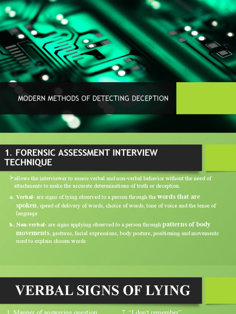 Methods of Detecting Deception | PDF | Nonverbal Communication | Cognitive Science